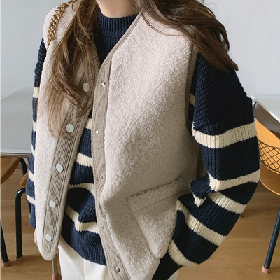 韩国女装新羊羔毛马夹春秋冬保暖