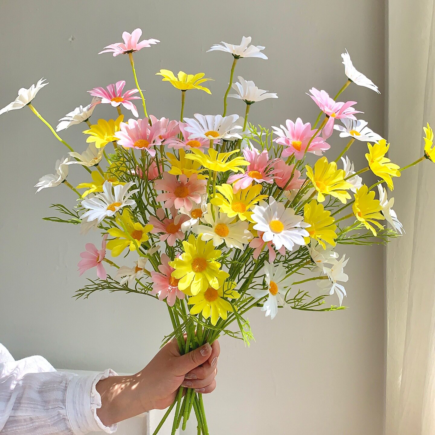 洋甘菊仿真花小雏菊假花春游拍照摄影道具家居客厅装饰花绢花摆件