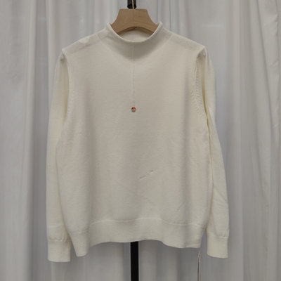 58257秋冬女半高领长袖针织衫毛衣套头宽松上衣打底衫纯色简约春