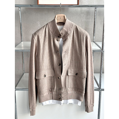 ALIN男装英产同源Joshua E*面料 老钱风RL紫标立领夹克休闲外套