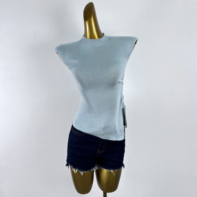 极简风半高领无袖软糯针织衫