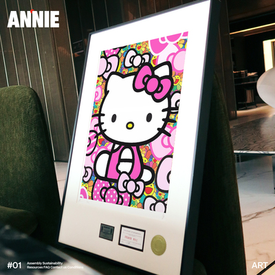 安尼画廊粉色村上隆太阳花Kitty猫版画小女孩房间挂画卧室装饰画