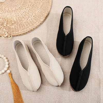 夏季平底老北京布鞋亚麻复古禅意