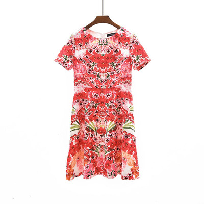 春夏款 重工连衣裙 出口欧洲站 花色修身显痩连衣裙 印花 ML17107