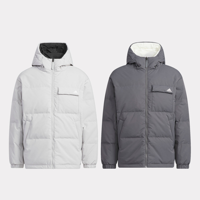 阿迪达斯JACKET DOWN双面穿保暖休闲连帽鸭绒羽绒服KQ5543 KQ5541