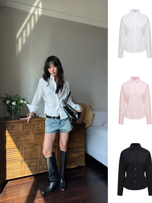 现货 WEEEECHAN次日早晨  两穿收腰系带衬衫 白色/粉色/黑色