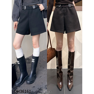 简约风羊毛阔腿短款百搭休闲裤