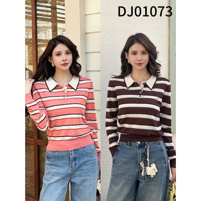 DI-SUI正品春夏女条纹针织上衣