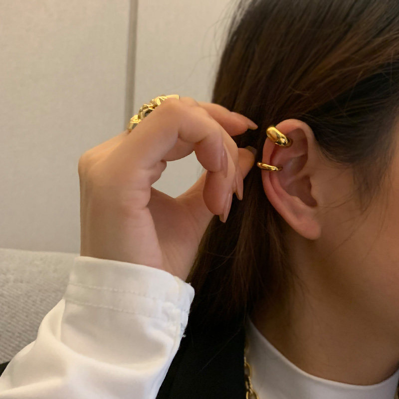 极简暗黑欧美冷淡ins风chic韩国新款潮牌镀18k金色无耳洞耳廓耳夹_虎窝淘