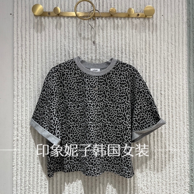 现货2026夏季豹纹宽松短袖T恤