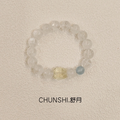CHUNSHI.「舒月」原创小众天然雪花幽灵海蓝宝柠檬黄水晶手链手串
