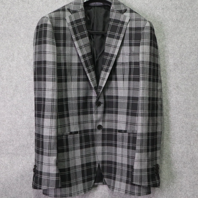 蓝豹/黑灰格纹休闲西服 bespoke系列 修身款  全羊毛  仅48码