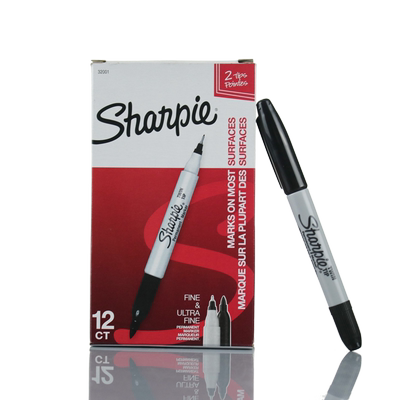 实验室双头记号笔黑红Sharpie用