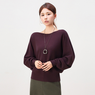 慵懒风一字领宽松针织衫女2025秋冬新款蝙蝠袖百搭套头毛衣服上衣