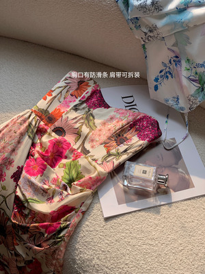 1.97m+不规则飘带缎面抹胸裙