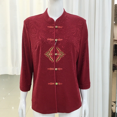 派尚正超CH-9855 中老年人衬衣女士春季新款妈妈衬衫奶奶薄外套