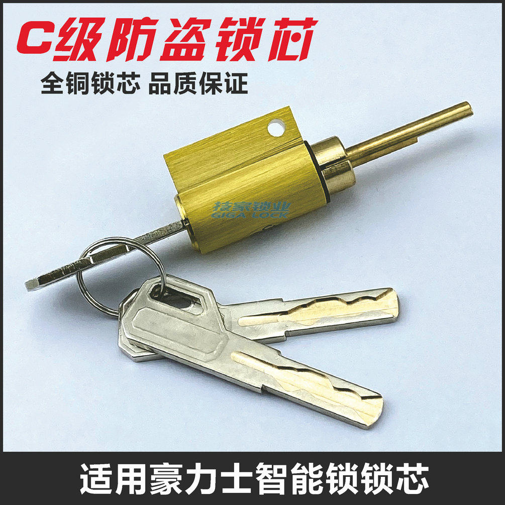 适用豪力士锁芯指纹锁智能锁电子门锁头圆杆带尾巴异形防盗门锁芯_虎窝淘