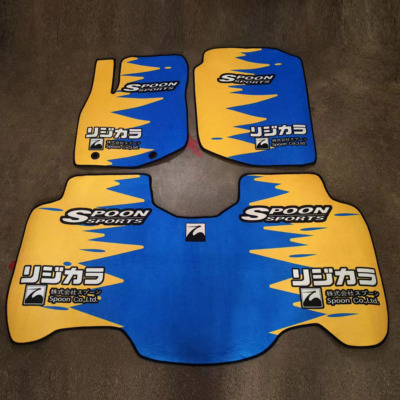 适用于JDM本田思域飞度spoon雅阁型格型格汽车脚垫绒面蓝黄原车扣