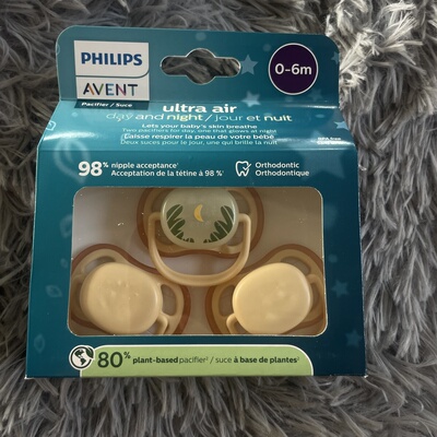 AVENT/新安怡马卡龙安抚奶嘴扁头哄睡宝宝防龅牙胀气0-6月1岁夜用