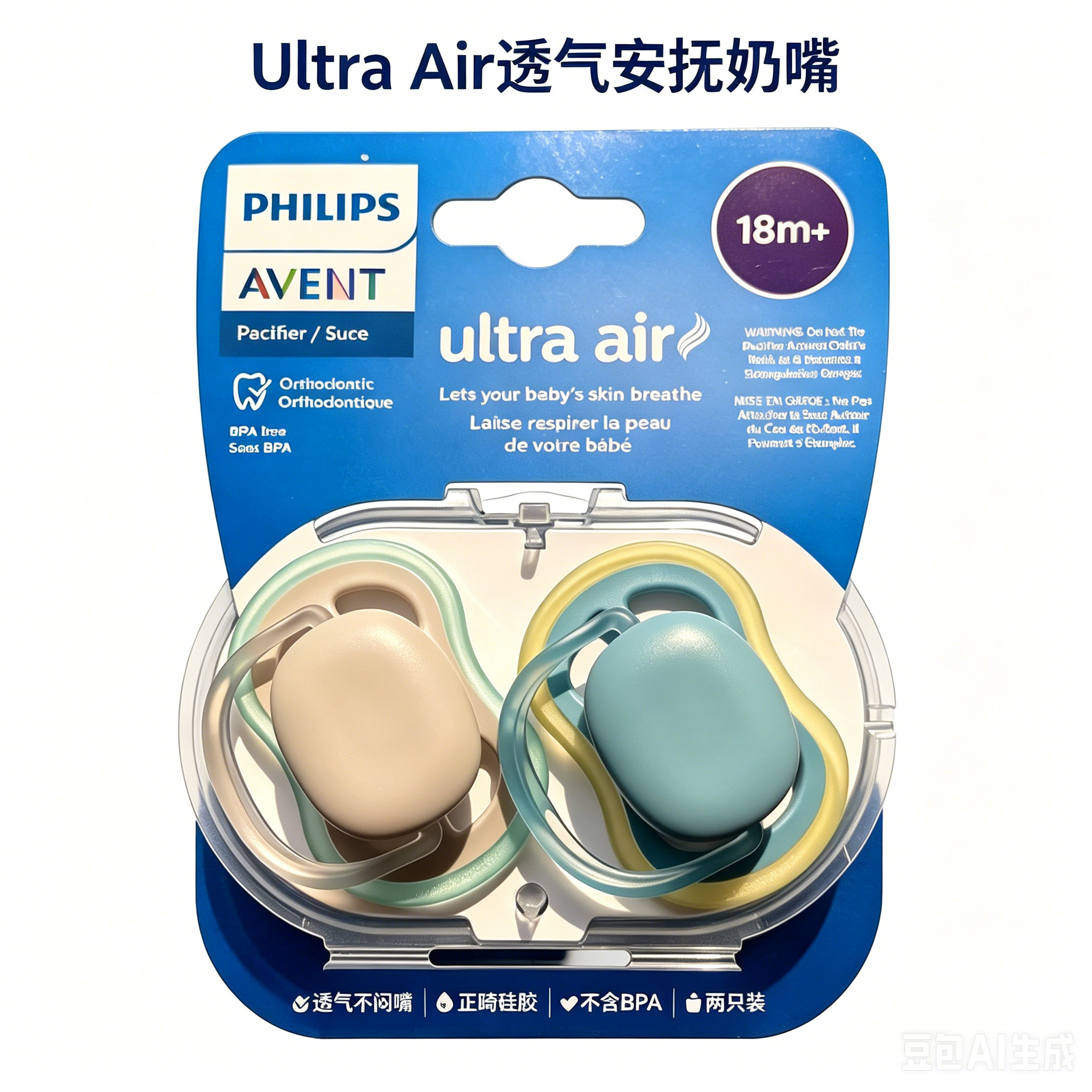 AVENT/新安怡超软马卡龙安抚奶嘴0-3-6月婴儿6-18月透气助眠18月+