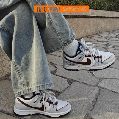 定制球鞋 Nike Dunk Low 爱意乱码百搭减震耐磨白棕情侣低帮板鞋
