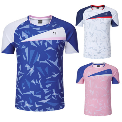 新款羽毛球服男女装速干短袖运动上衣透气比赛训练球服夏21073