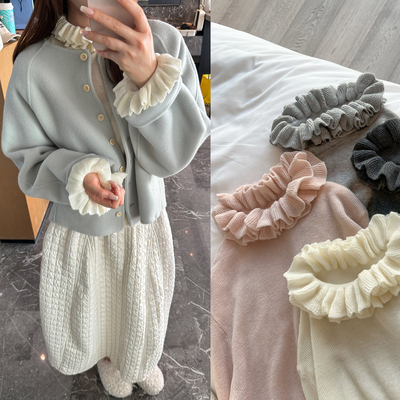 温柔甜美花边设计感针织衫女