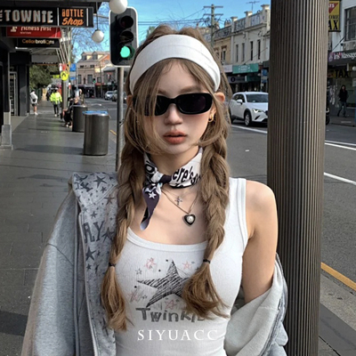 newjeans同款白色美式运动发带女