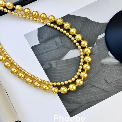 茶金高级感轻奢珍珠项链S925纯银