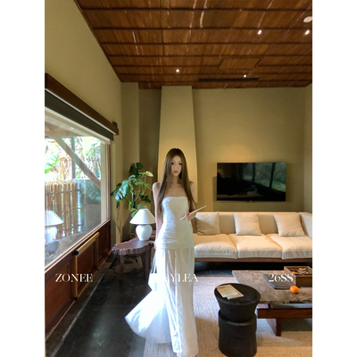 【03/26新品】ZONEE/LEA宋亦雯 ivy的春日小白花 法式抹胸连衣裙