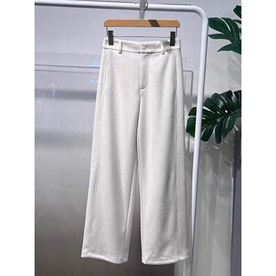 MM麦家商场同款2025秋冬百搭通勤简约白色阔腿休闲裤女5GA352813