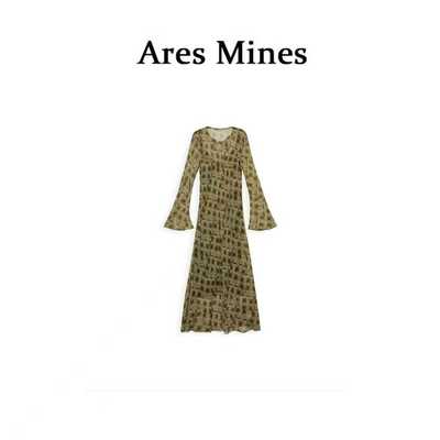 【盛朗熙Ares Mines】廊前花开 法式清透感丝质碎花连衣裙长裙女