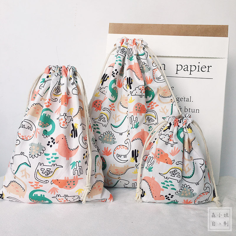 ins束口袋抽绳小布袋可爱恐龙儿童玩具收纳袋礼品内衣袜子整理袋_虎窝淘