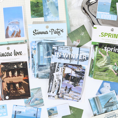 四季景色素材手账贴纸清新浪漫ins风春夏秋冬风景diy装饰打包贴画