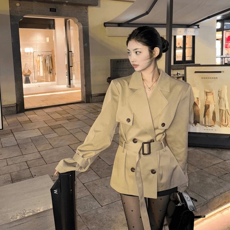 风衣外套女小个子新2026春季韩版休闲收腰气质短款外套英伦风大衣
