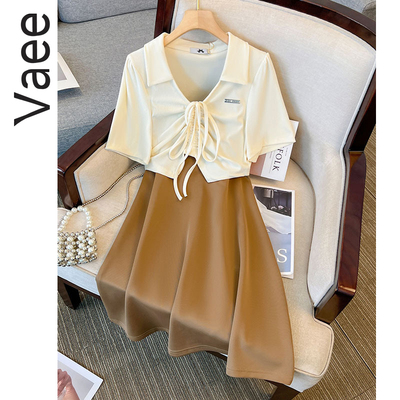 连衣裙胖mm短袖T恤上衣两件套