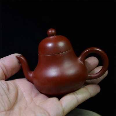 水平壶潮州朱泥纯全手工手拉壶