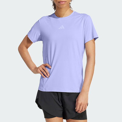 adidas阿迪达斯女装短袖T恤夏季紫色凉感透气运动健身半袖JZ6280