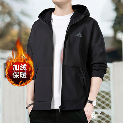 adidas阿迪达斯梭织连帽夹克男装26新款加绒保暖休闲外套IN5607
