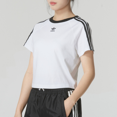 阿迪达斯三叶草女装白色短袖T恤26夏季新款运动服休闲半袖JC8704