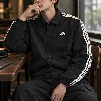 阿迪达斯男装梭织夹克外套26新款加绒运动服健身休闲上衣KR2499