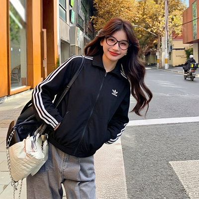 阿迪达斯三叶草梭织立领夹克外套男装女装25新款运动防风衣KB2466