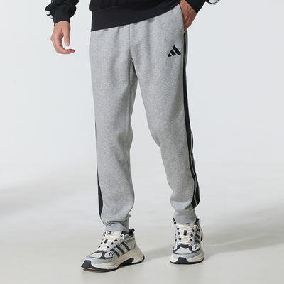 Adidas阿迪达斯男裤针织长裤2026春季新款加绒运动裤休闲裤JE6318