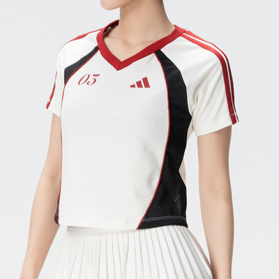 阿迪达斯短袖女装2026夏季新款透气运动服修身收腰休闲T恤KZ2387