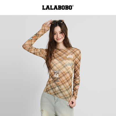 LALABOBO萌宠小狗网纱T恤