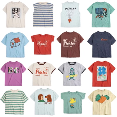 2026夏季新款bobo男女儿童可爱卡通纯棉短袖T恤 bc幼儿园舒适上衣