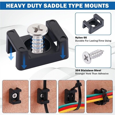 跨境新款Magnetic Cable Zip Tie Mount Kit磁性电缆扎带安装套件