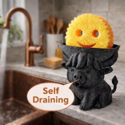 跨境HighlandCow Sponge Holder with Drain高地牛海绵架带沥水槽