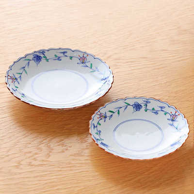 日本进口波佐见洸琳手绘花环盘子