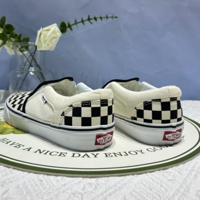 Vans Asher经典百搭黑白棋盘格男女同款低帮帆布鞋子VN000SEQIPD